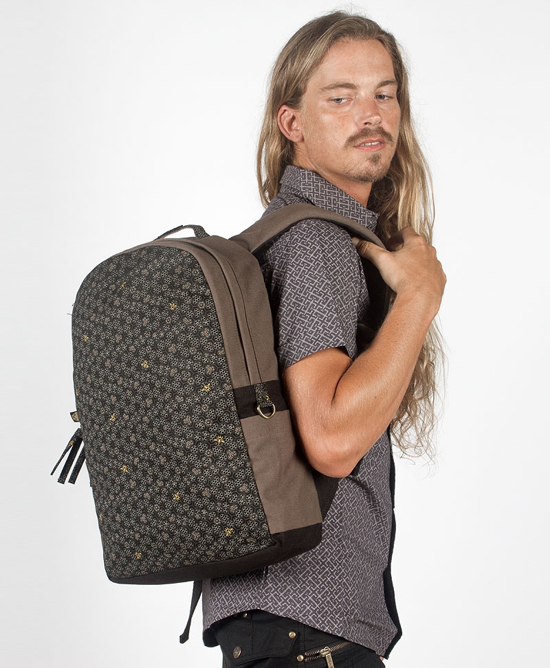 psytrance festival bags canvas round backpack for laptop beehive honeycomb