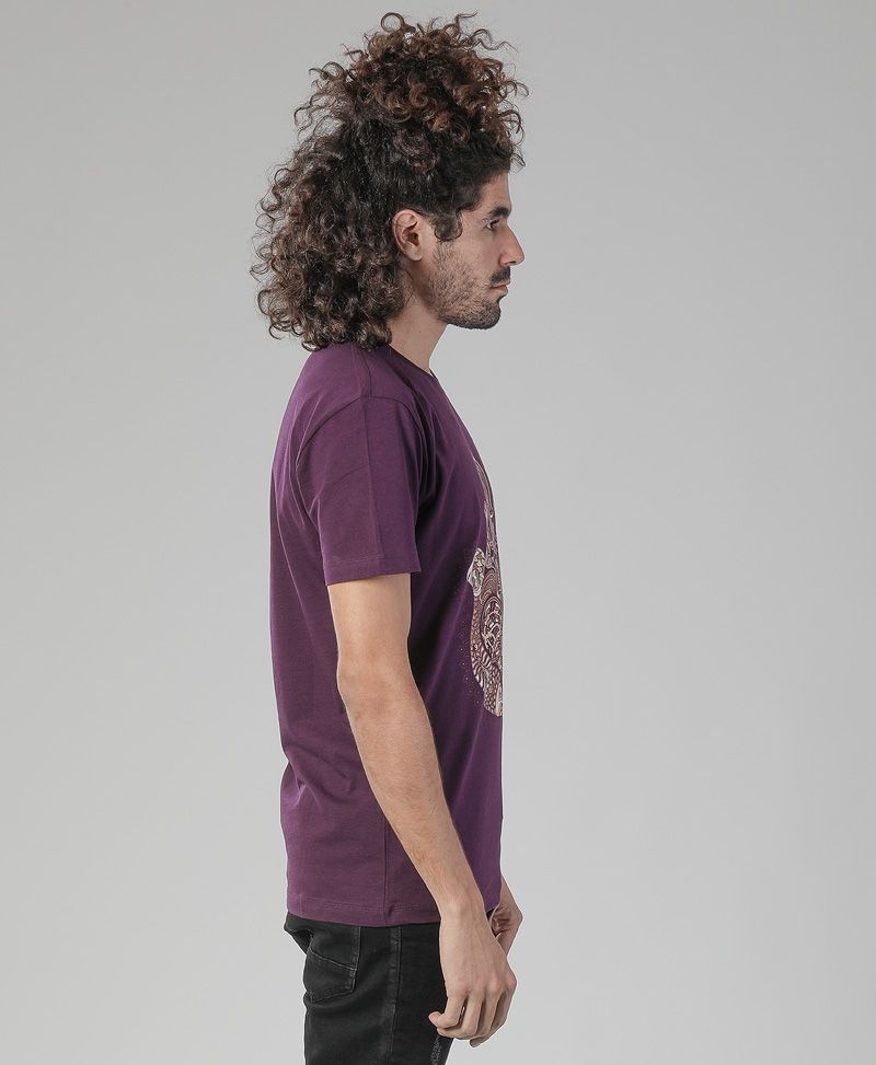 psychedelic t-shirt for man hamsa sacred geometry shirt purple