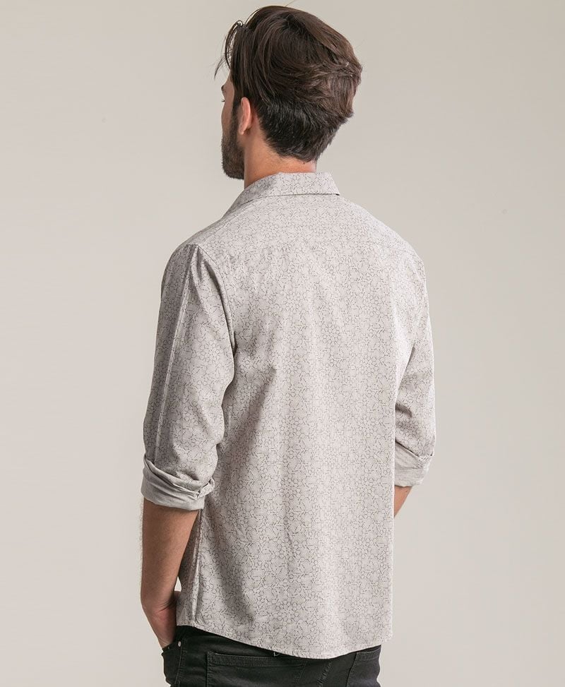 Psychedelic Long Button Shirts LSD Light Grey